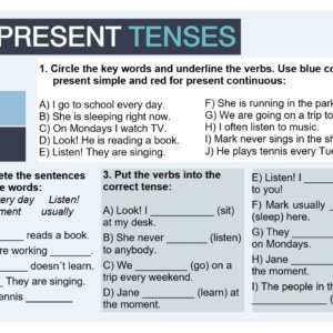Present tenses - using keywords - Games to learn English
